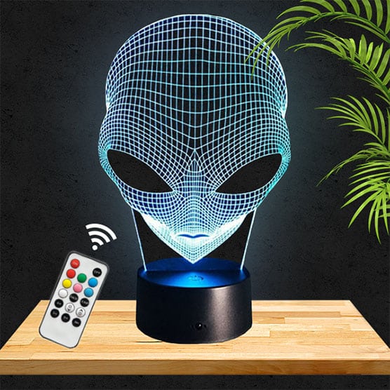 Lampe LED 3D Alien avec socle au choix ! - LampePhoto