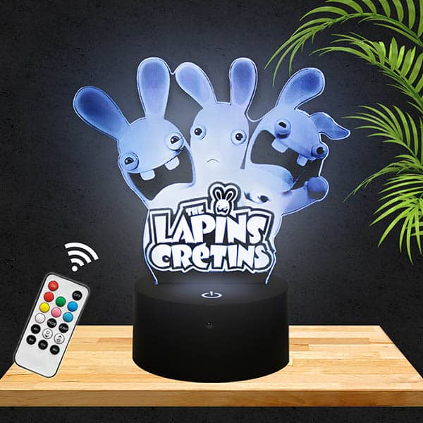 Lampe LED 3D Lapin crétin avec socle au choix ! - LampePhoto