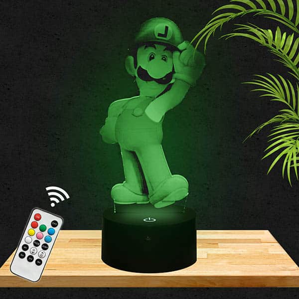 Lampe LED 3D Luigi avec socle au choix ! - LampePhoto