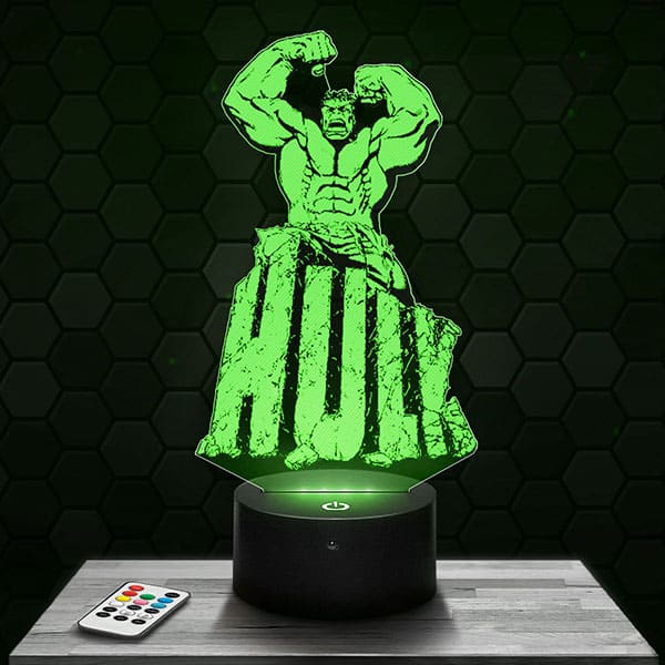 Lampe 3D Hulk avec socle au choix ! - LampePhoto