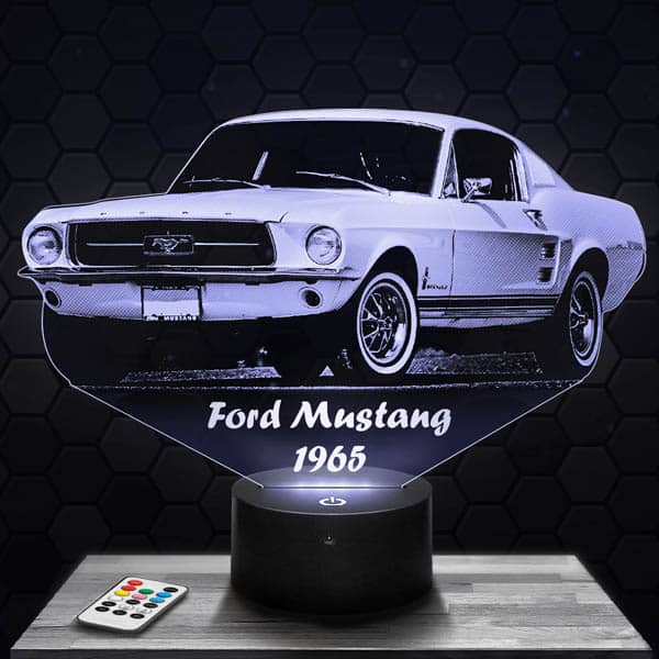 Lampe 3D Ford Mustang 1965 avec socle au choix ! - LampePhoto